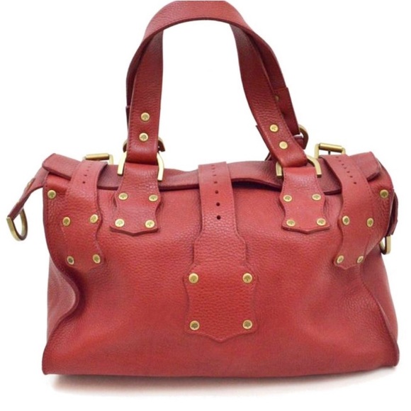 Mulberry | Bags | Mulberry Red Leather Roxanne Satchel W Buckle Bag ...